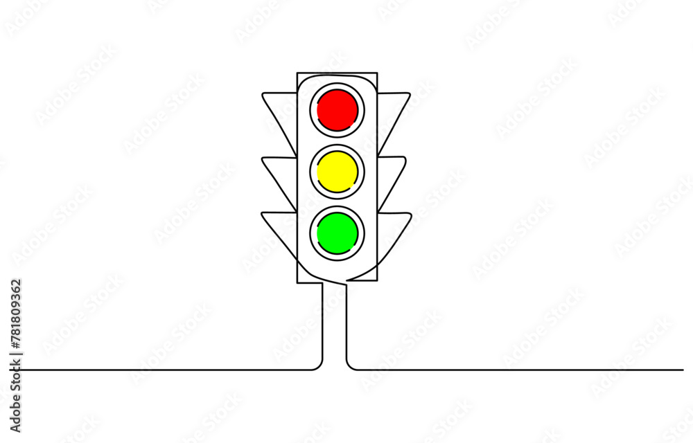 Continuous one line drawing of traffic lights with poles to regulate ...