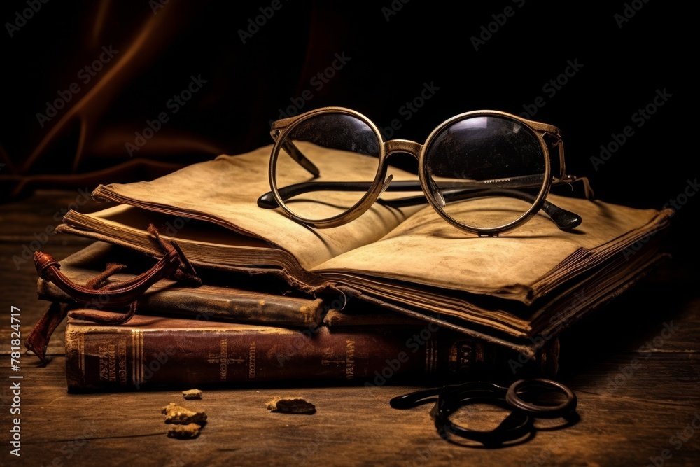 Vintage antique books for sale on library shelf, historical literature ...