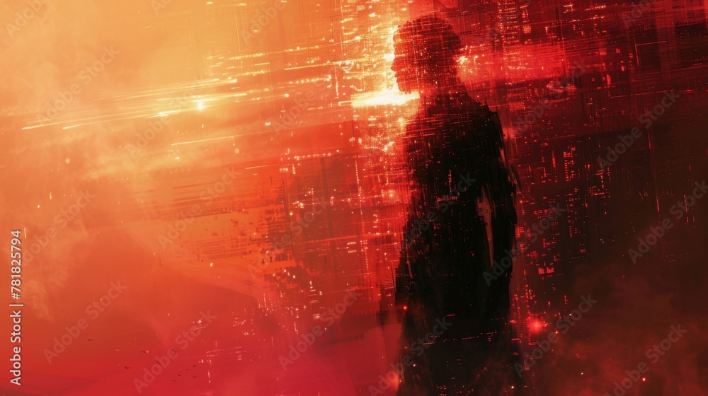 AI Overlord, Glowing Circuitry, Reigning Over Subjugated Masses ...