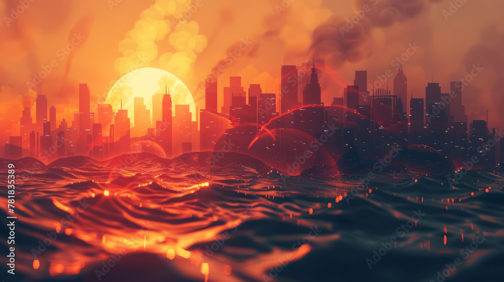 Animated depiction of dark waves of heat emanating from cities ...