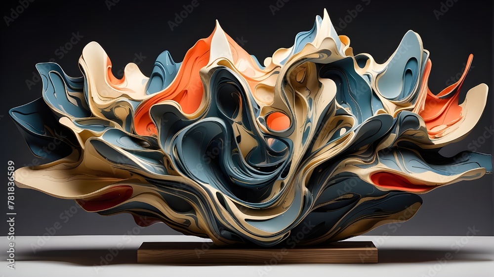 Expressive ink sculptures showcasing abstract symmetry, with fluid and ...