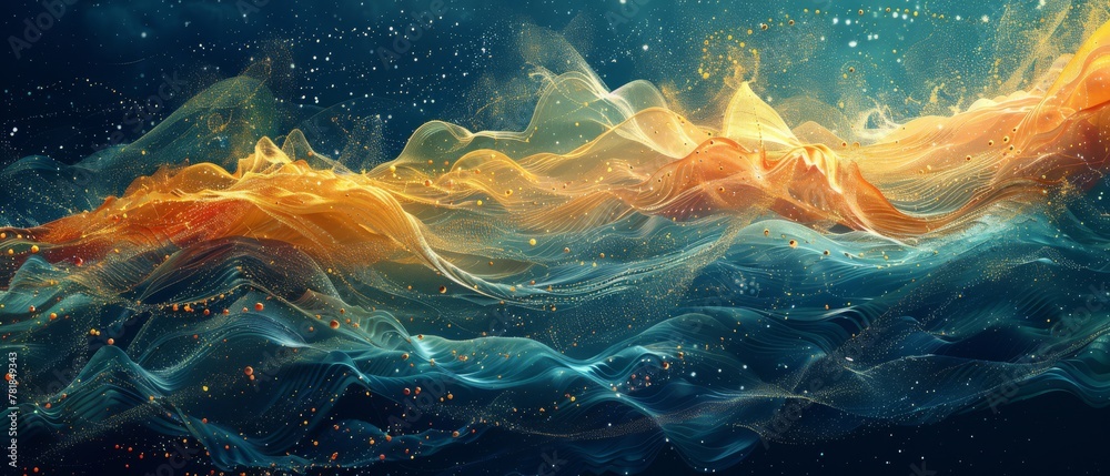 Abstract depiction of digital waves washing over Western Europe ...