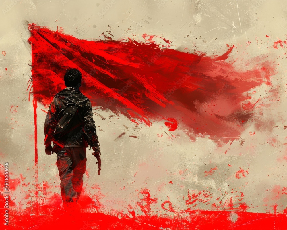 Rebel leader, tattered flag, inciting a revolution among the oppressed ...