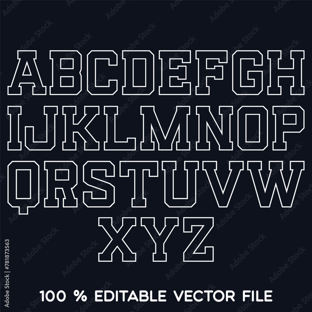 Classic college font. Vintage sport font in american style for football ...