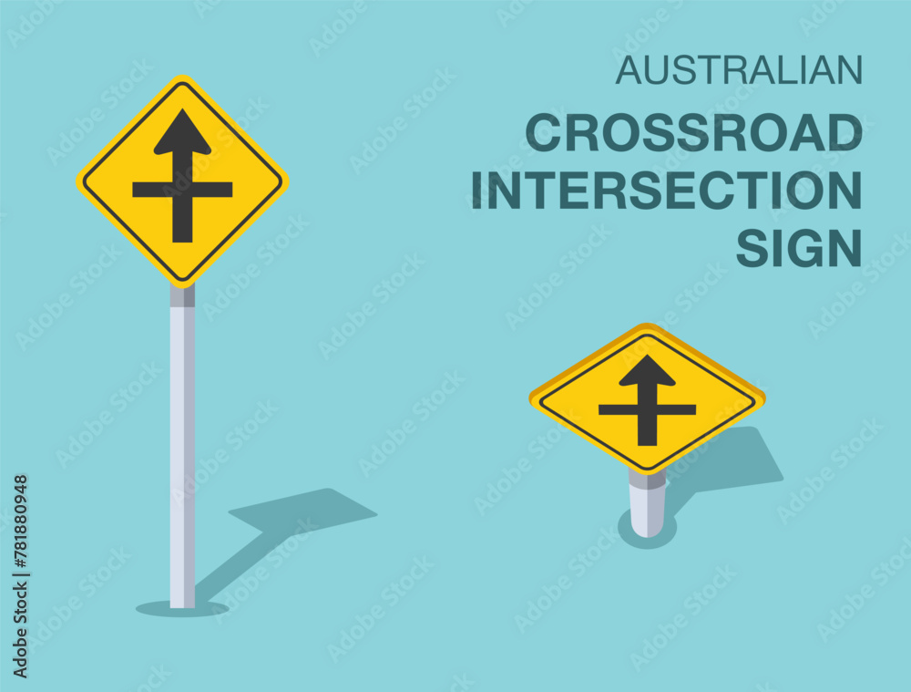 Traffic regulation rules. Isolated Australian "crossroad intersection ...
