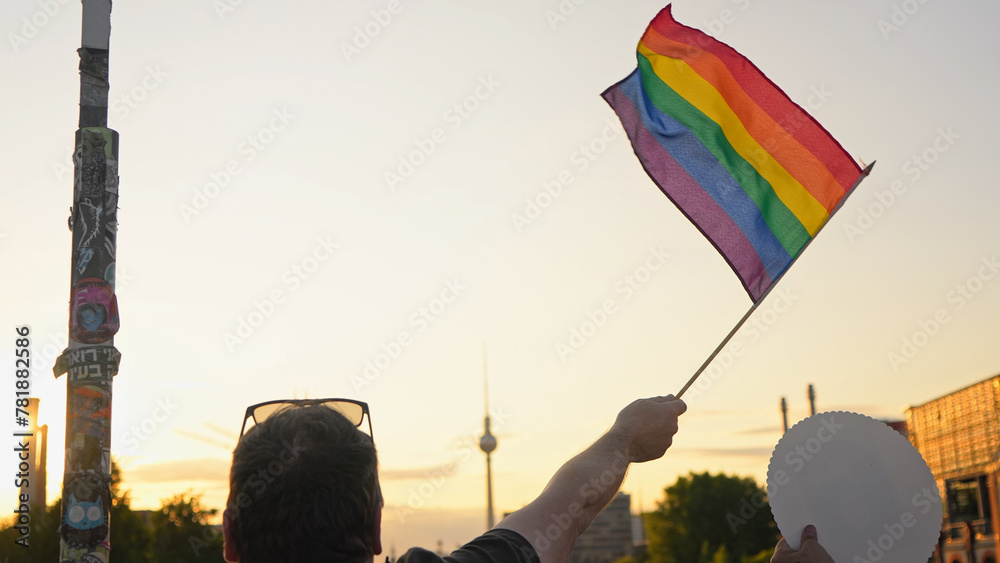 Rainbow flag waving. Lgbt community symbol. Stop no homophobia concept ...