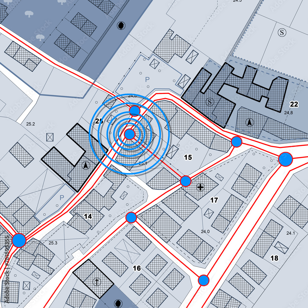 Layout of facilities and services systems - indication of the points ...