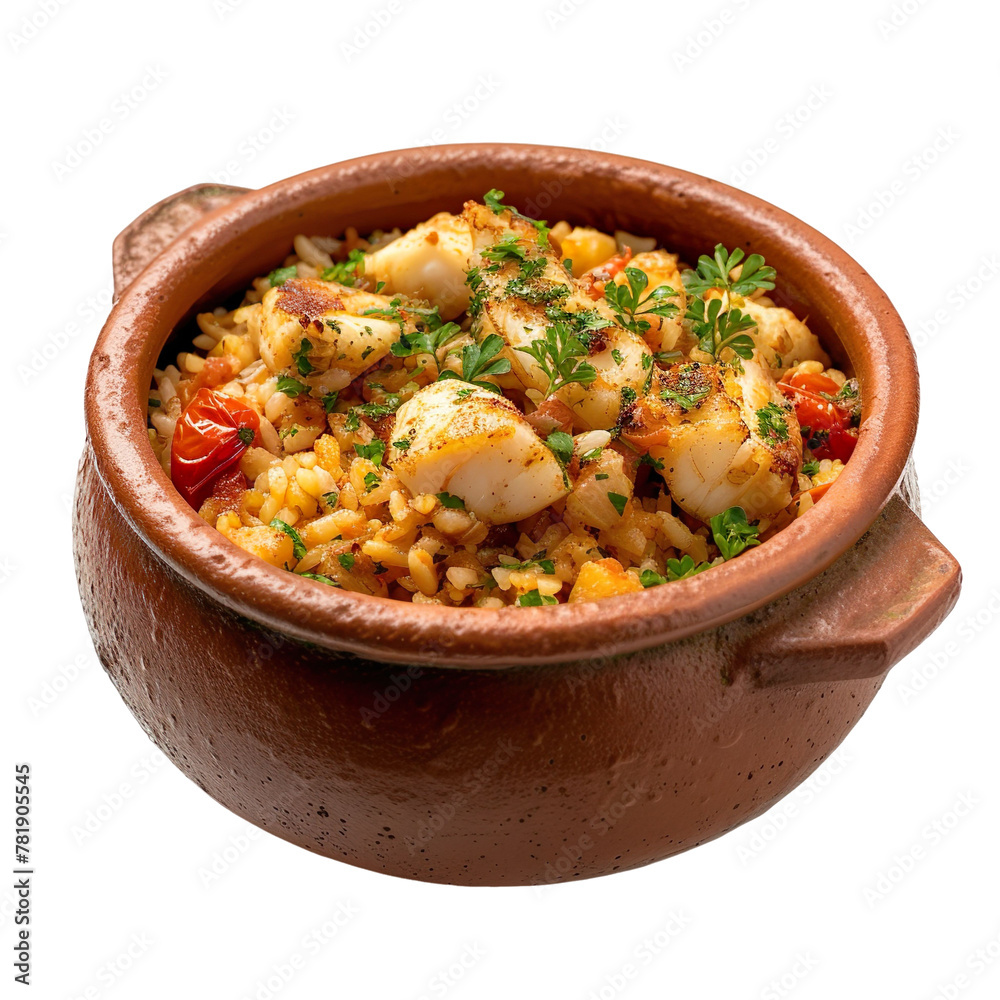 front view of Arroz de Tamboril with Portuguese monkfish rice ...
