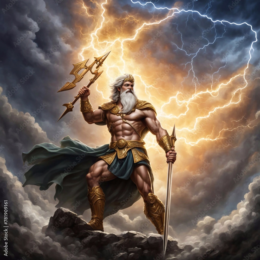 The image of the ancient Greek god Zeus, the king of the gods. Legends ...