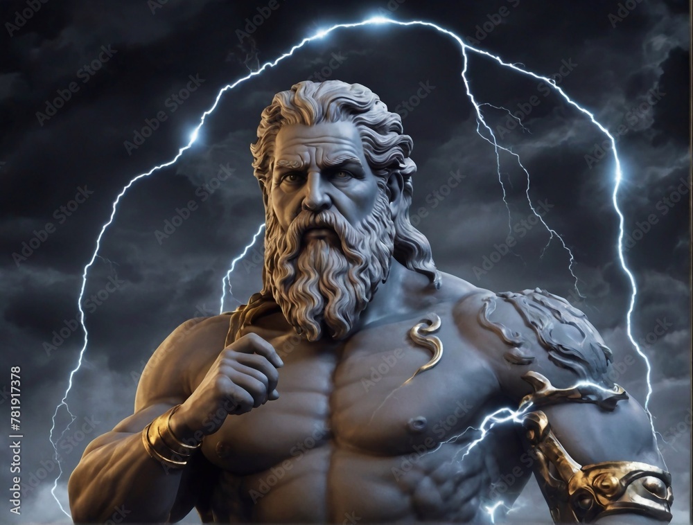 The image of the ancient Greek god Zeus, the king of the gods. Legends ...