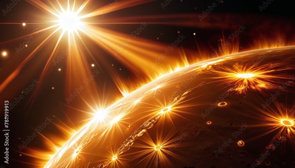 An intense depiction of a solar event with radiant solar flares ...