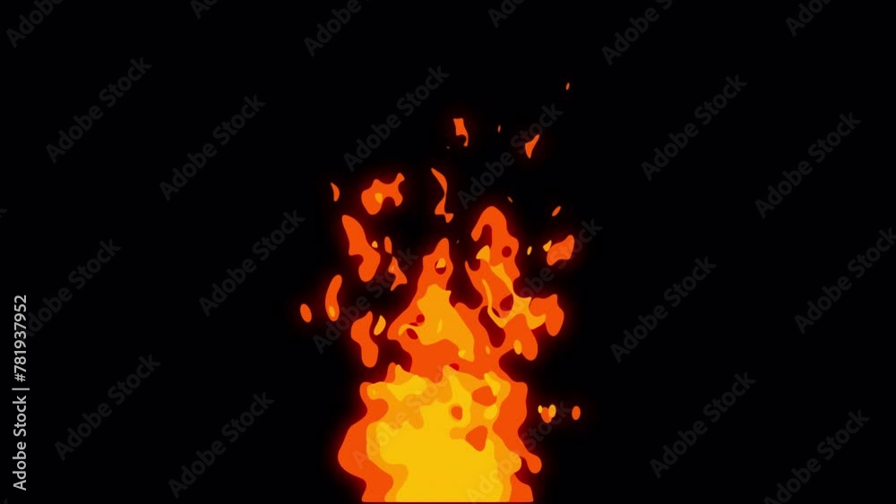 2D Fire Animation on a Transparent Background. Cartoon Fire. 4K Stock ...