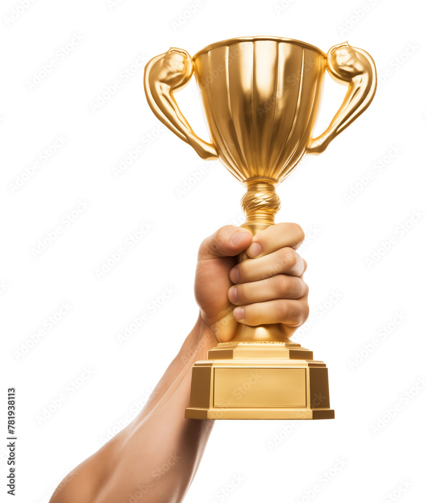 Hand Holding Trophy Isolated on Transparent Background Stock Photo ...