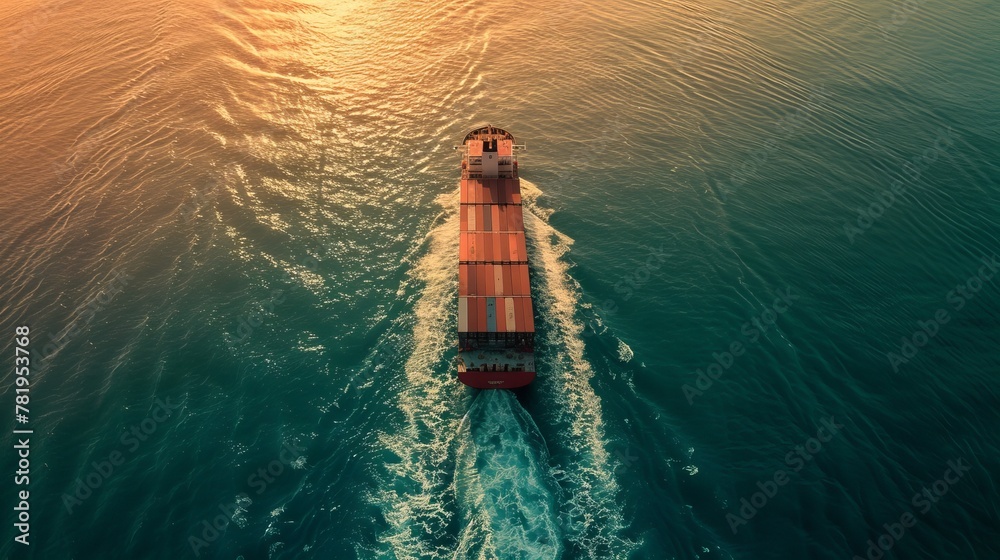 Container ship using deep sea transportation to move cargo, including ...