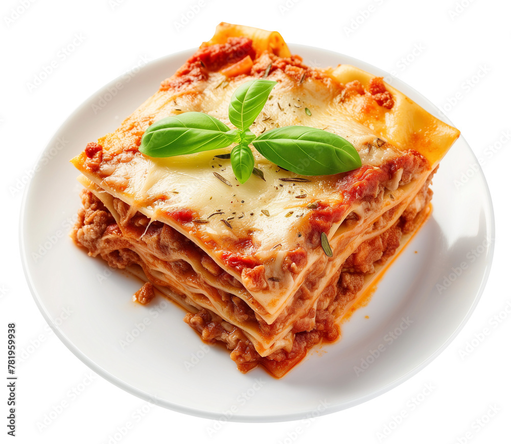 lasagne, slice, piece, italian, cuisine, served, tasty, above, top ...