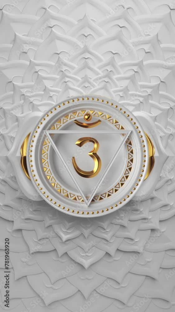 3d third eye chakra symbol rotating over white background. Seamless ...