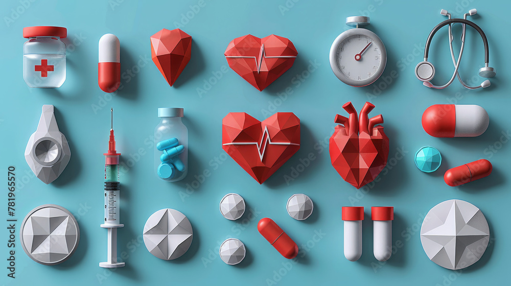 Set of medical icons in 3D format. Logo design concept, icons for ...