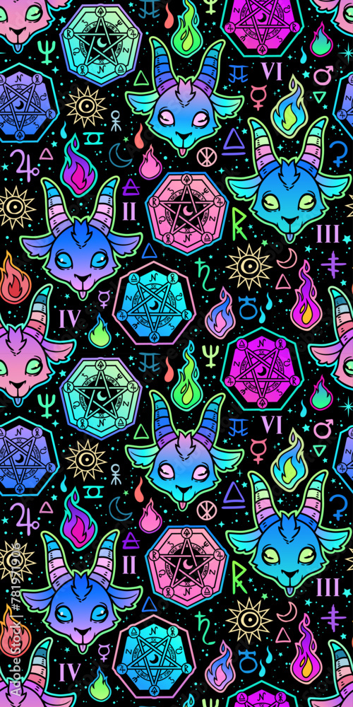 Seamless bright pattern with esoteric animals and symbols Stock Vector ...