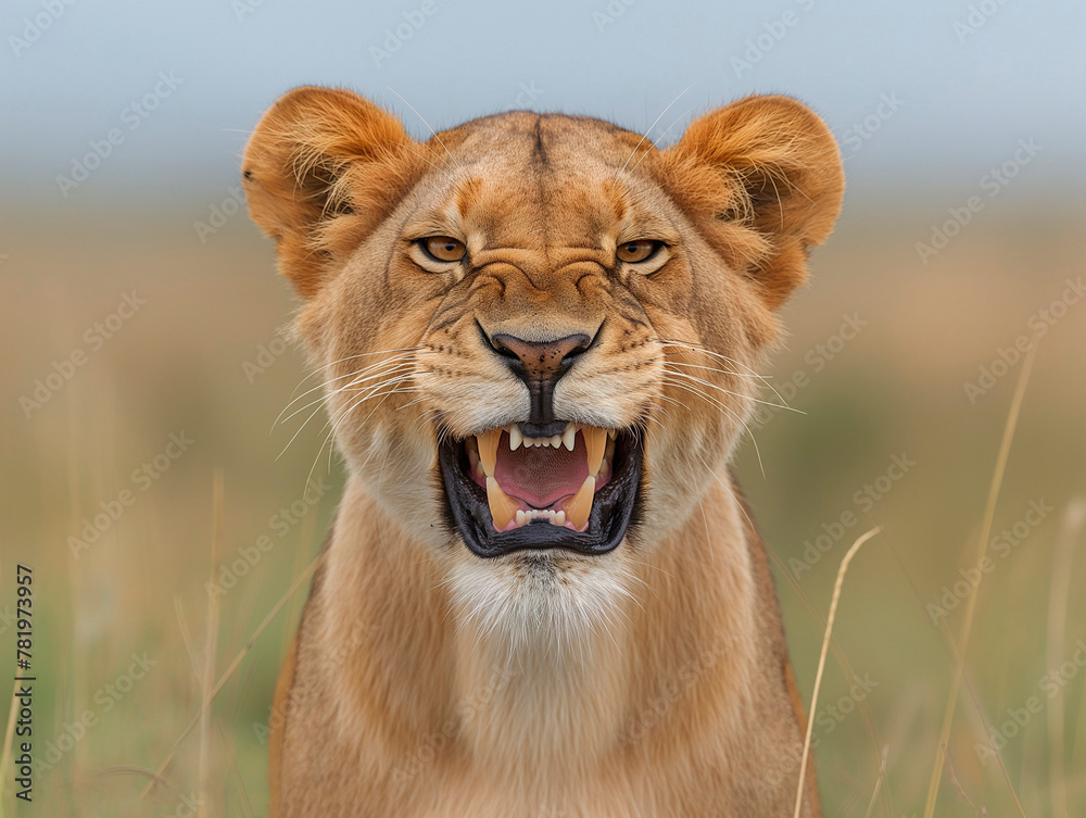 Portrait of young Lion giving us a bit of a happy face. Showing all his ...