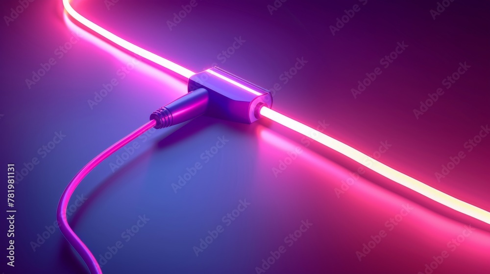 Ad template for a 3D charger cable. A realistic 3D charging wire with a ...