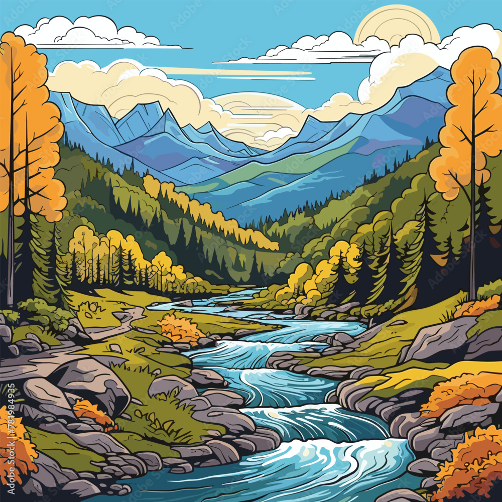 Great Smoky Mountains. Great Smoky Mountains hand-drawn comic ...