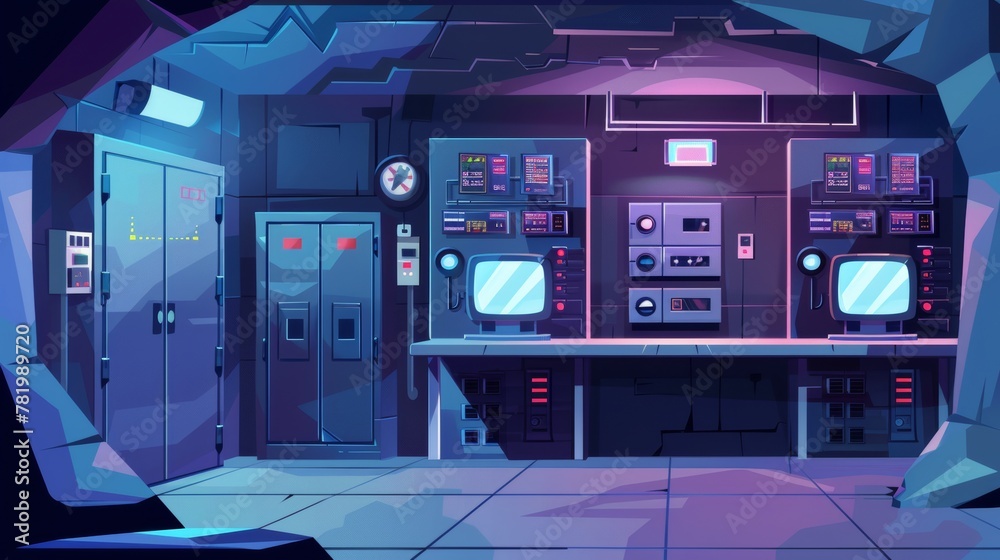 Defeating nuclear war with a bomb shelter. Modern cartoon illustration ...