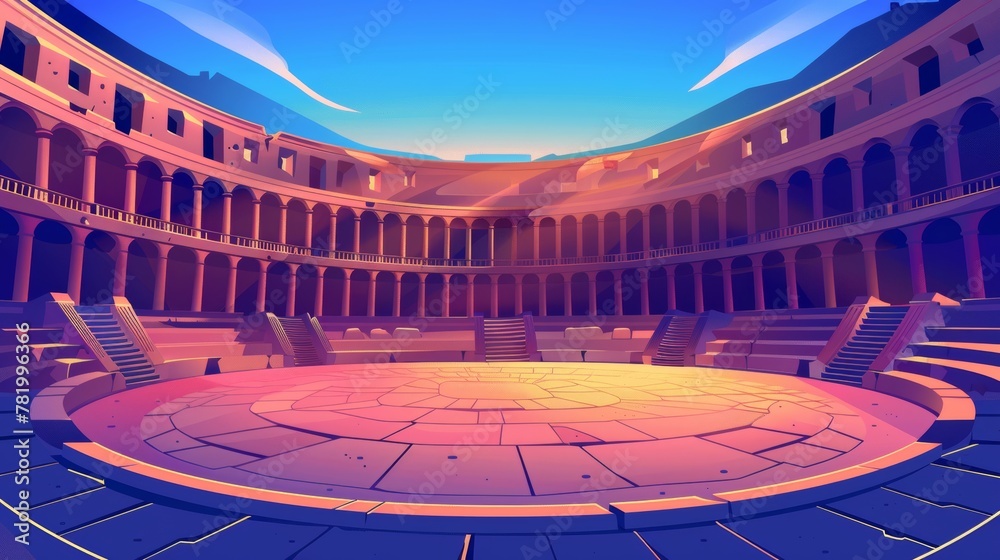 Illustration of an ancient Roman arena for gladiators to fight. Modern ...