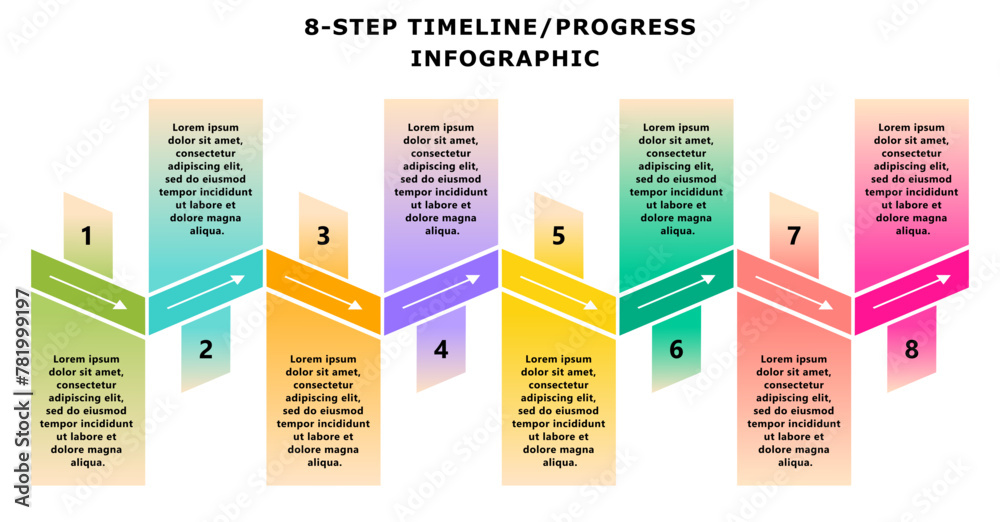 8-Step timeline/progress infographic Stock Vector | Adobe Stock