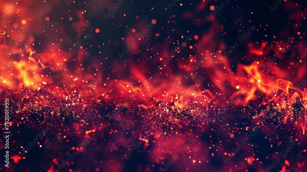 Fire sparks overlay effect, burning campfire flame with ember particles ...