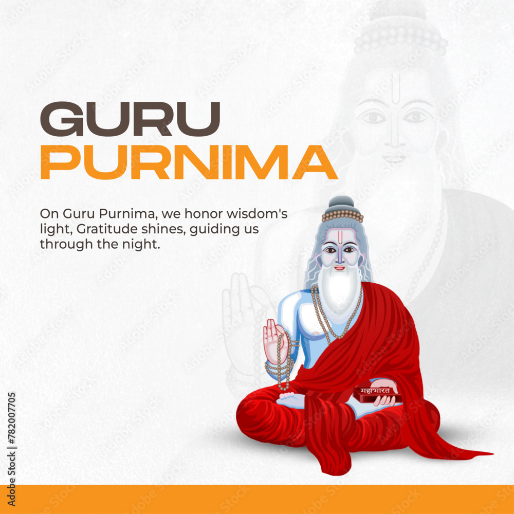 Illustration of a guru with a disciple, celebrating Guru Purnima ...