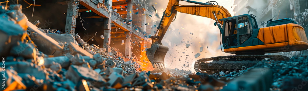 building demolition, noise of demolition machines, debris, recycling of ...