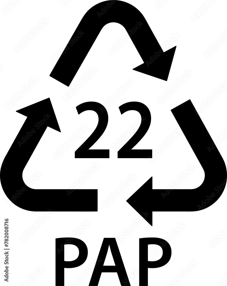 paper recycling code PAP 22, newspaper, books, magazines, wrapping ...