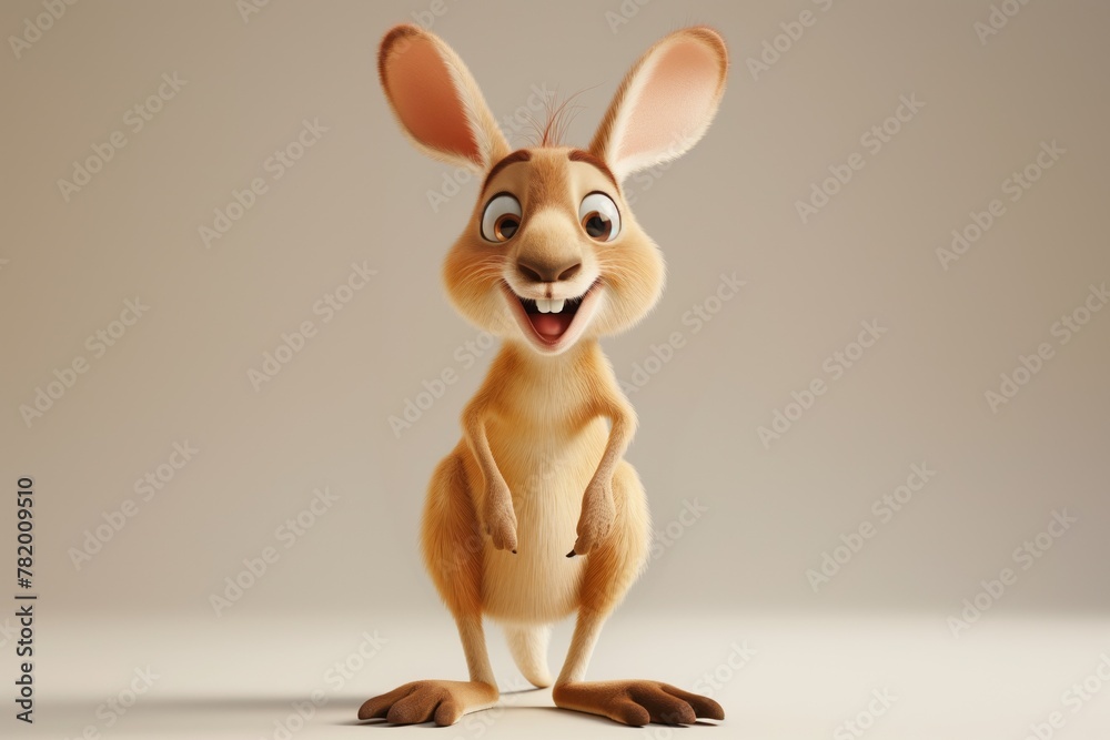Cute laughing kangaroo, in animated 3d cartoon style, with big eyes ...