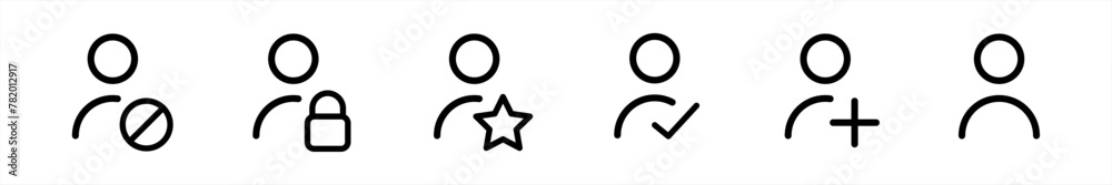 User profile login or access authentication icon set in line style ...