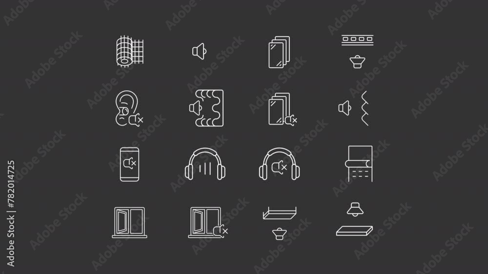 Soundproofing animation library. Home renovation animated white line ...