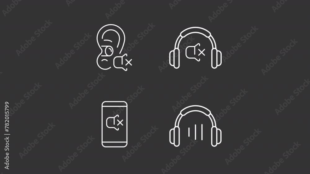 Sound control animation library. Audio devices animated white line ...