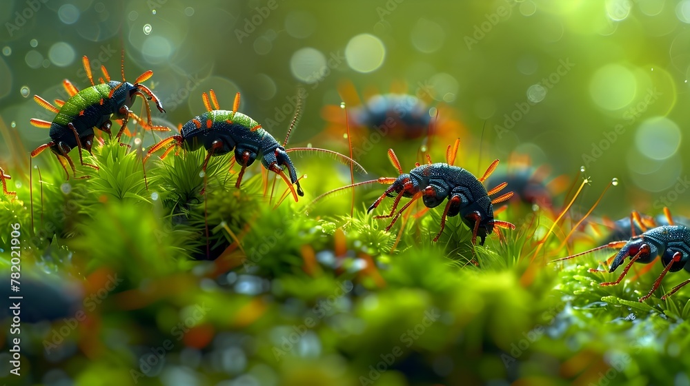 Captivating Micro Ecosystems A Mosaic of Springtails and Verdant Moss ...