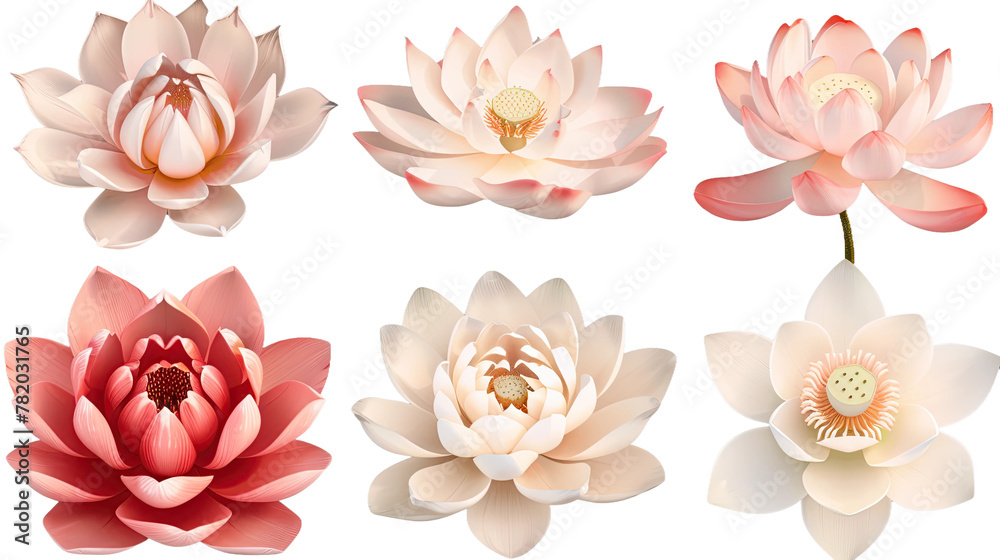 Lotus flower digital art in vibrant 3D, isolated on transparent ...