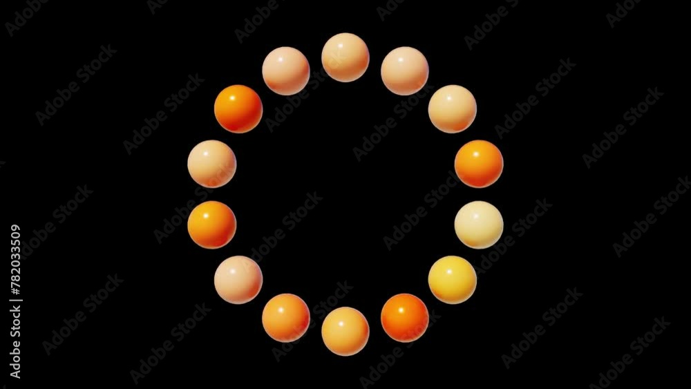 Appearance and disappearance of yellow balls in a circle with ...