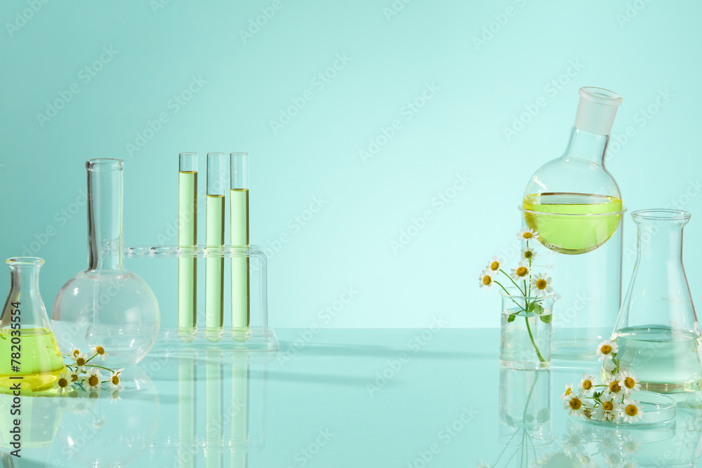 Lab theme with a set of laboratory instruments such as test tube ...