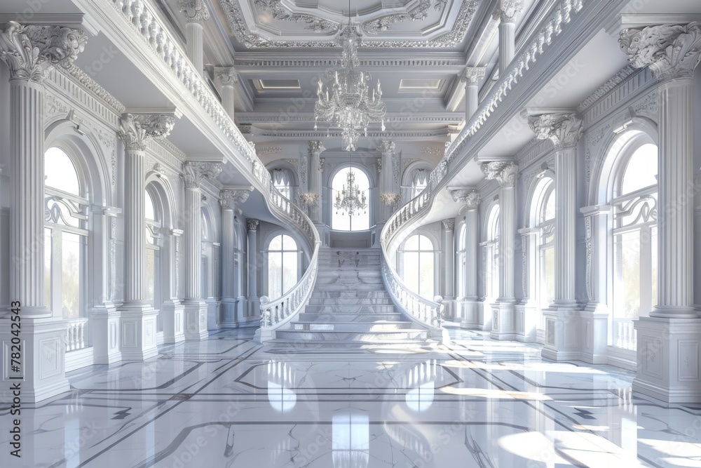 White Castle Interiors, Empty Victorian Hall, Luxury Hotel Lobby, Royal ...