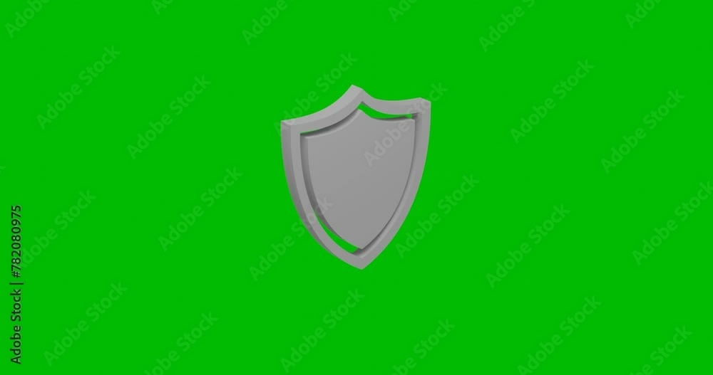 Animation of rotation of a white shield symbol with shadow. Simple and ...