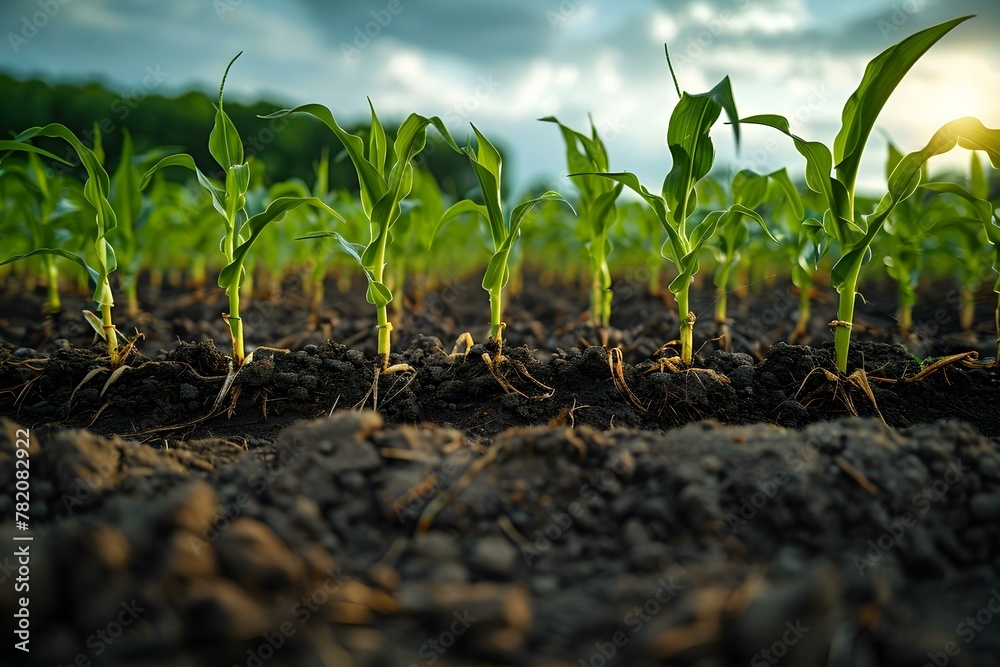 Symphony of Roots: Young Corn's Growth. Concept Agriculture, Corn ...