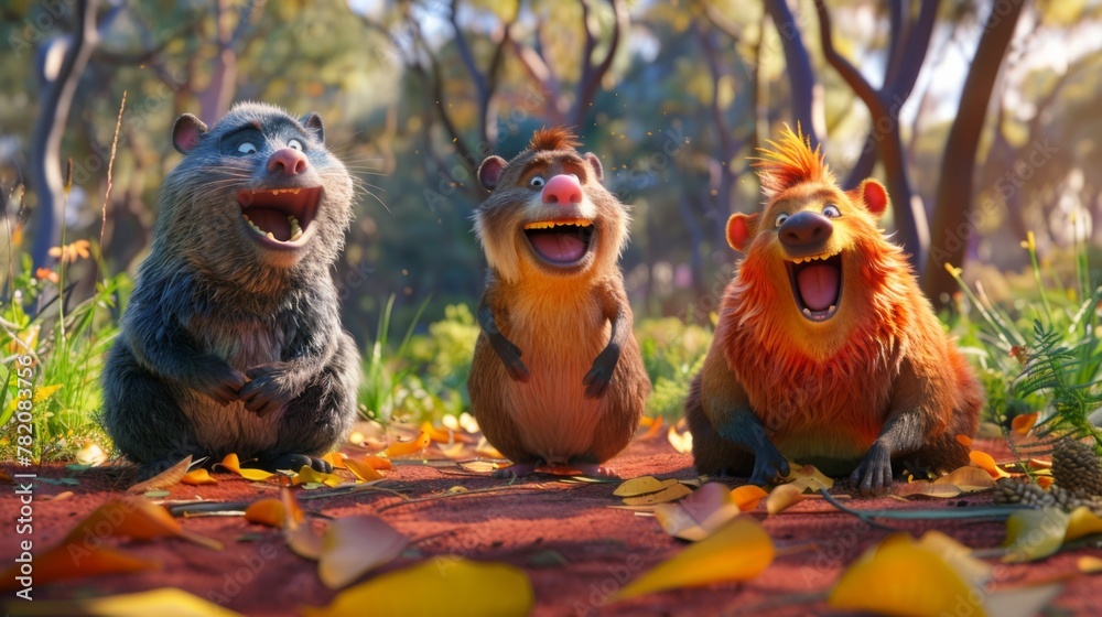 animals rolling on the ground laughing, with tears streaming down their ...