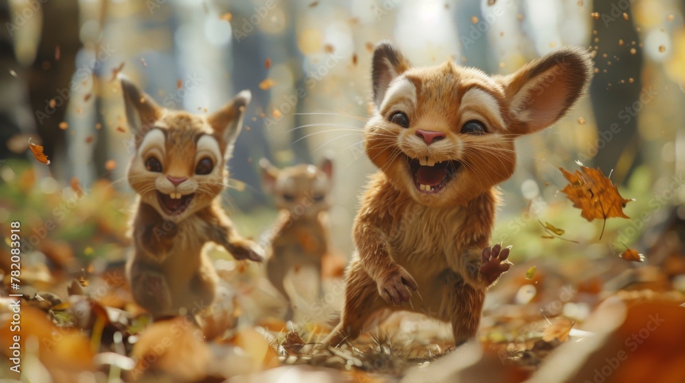 baby animals playing in a puddle after a rainstorm, their laughter ...