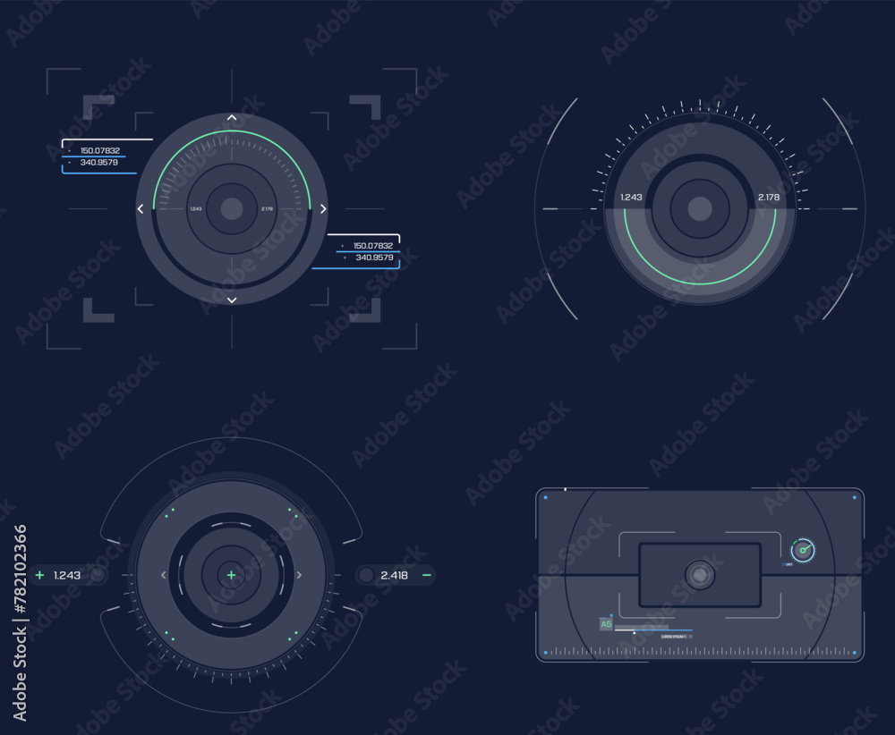 Sniper aim pointer. UI, HUD technology aiming, weapon military ...