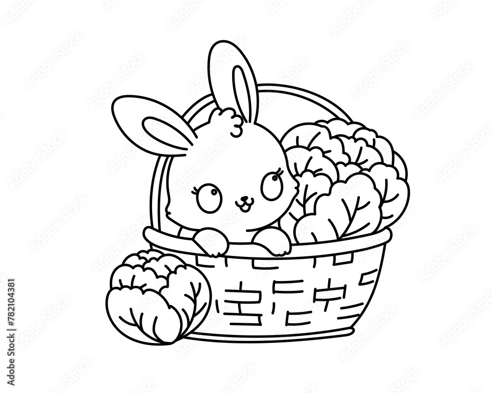 Kawaii line art coloring page for kids. Kindergarten or preschool ...