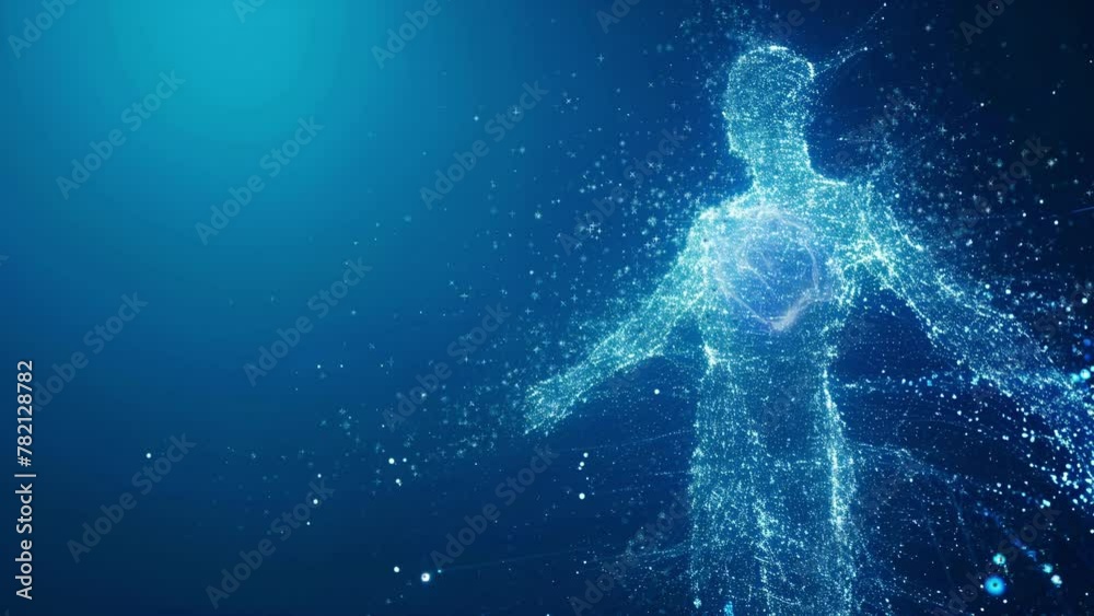 Vidéo Stock Illustration of man with dispersion effect, pose stand; is ...