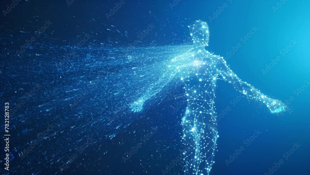 Illustration of man with dispersion effect, standing back pose; is ...