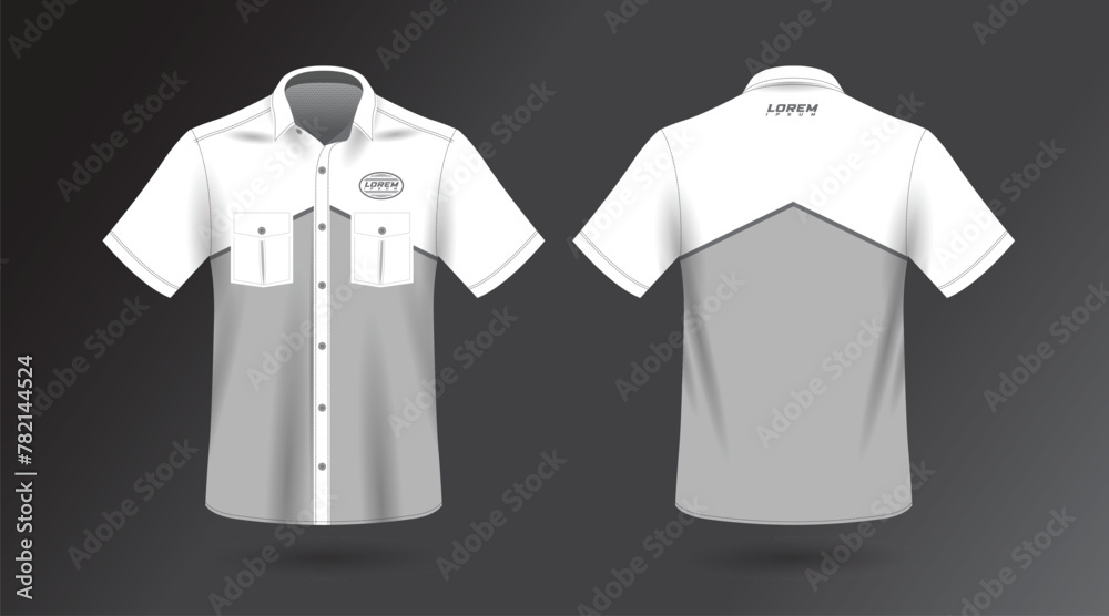 short sleeve work shirt design vector mockup template Stock Vector ...